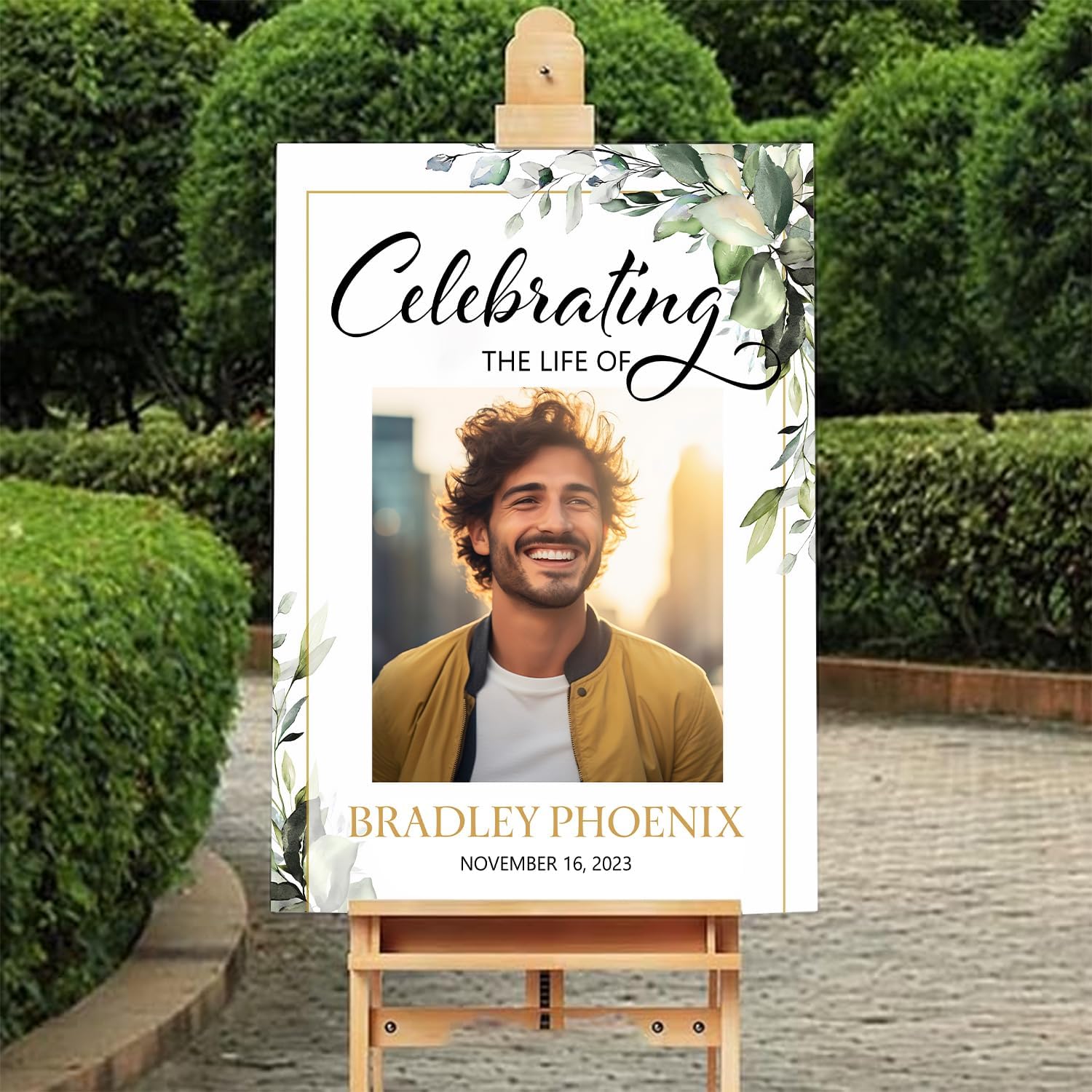 Amazon.com : Personalized Editable Funeral Welcome Sign, Greenery ...