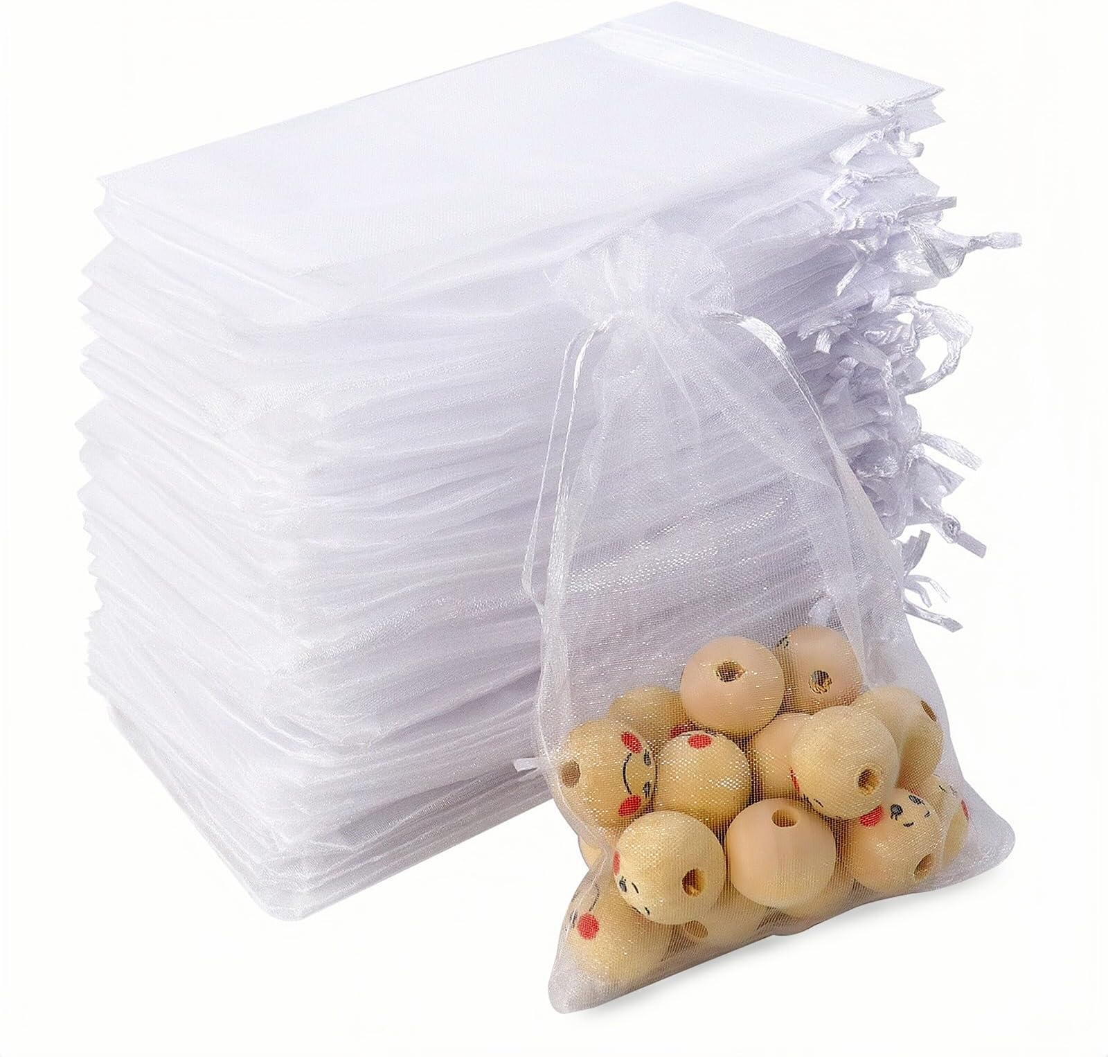 HRX Package 100pcs Organza Bags White, 10 x 15cm Medium Organza Wedding ...