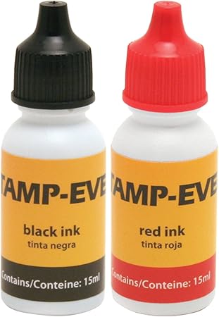 Amazon.com : Stamp-Ever Refill Ink, 15ml Bottles of Ink, Black/Red 2 ...