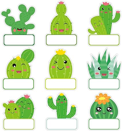 Amazon.com : Lucleag 135 PCS Cactus Name Tags Stickers, Self Adhesive ...