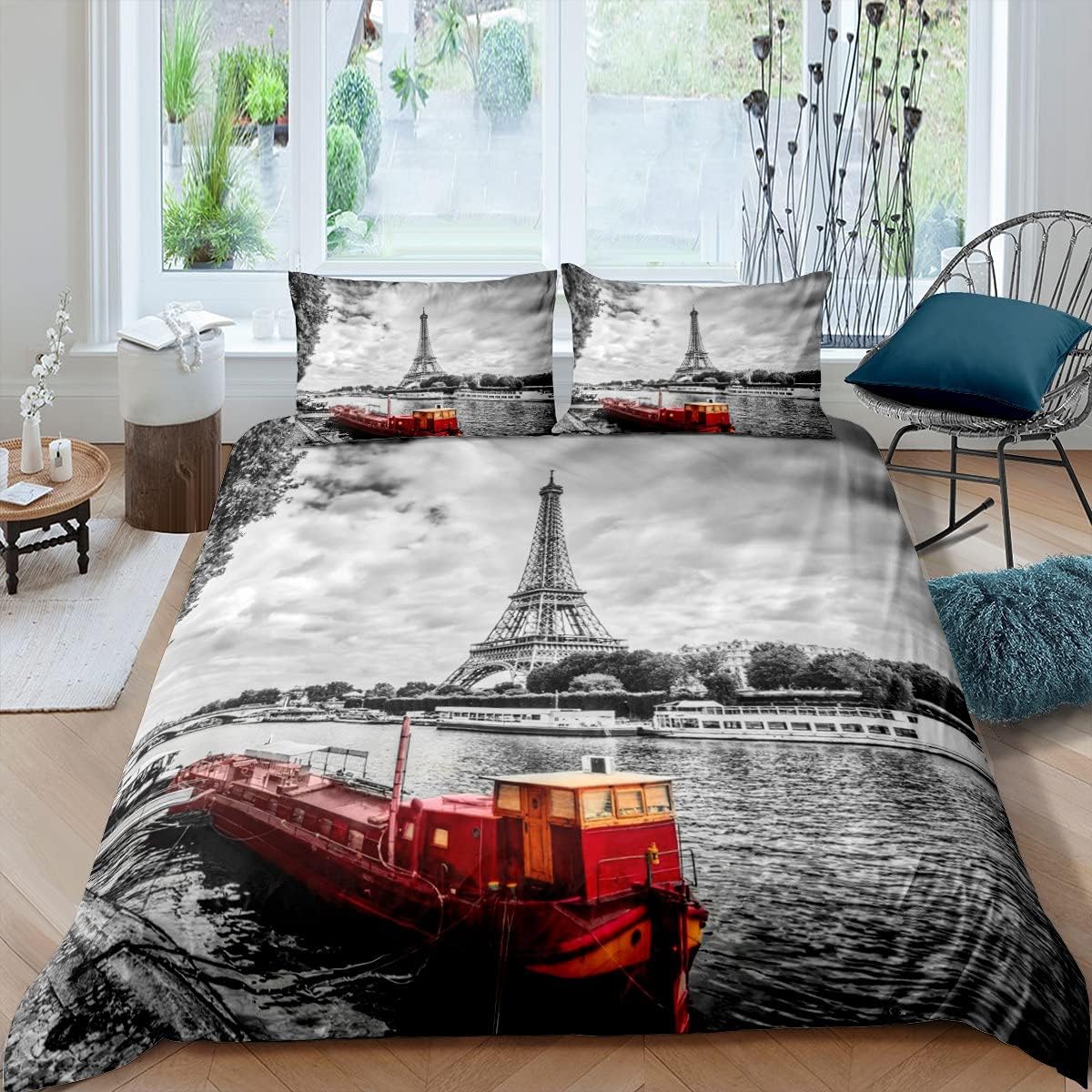 Tour Eiffel Parure Housse de Couette Chic Thème Paris Parure de Lit ...