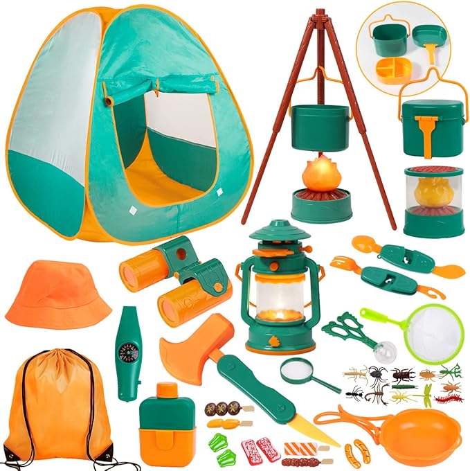 Amazon.com: Meland Kids Camping Set with Tent 30pcs - Outdoor Campfire ...