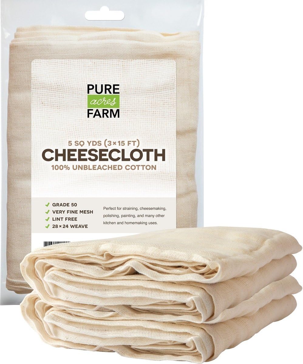 Cheesecloth - 5 Yards - Fine Weave: Grade 90-100% Unbleached Cotton ...