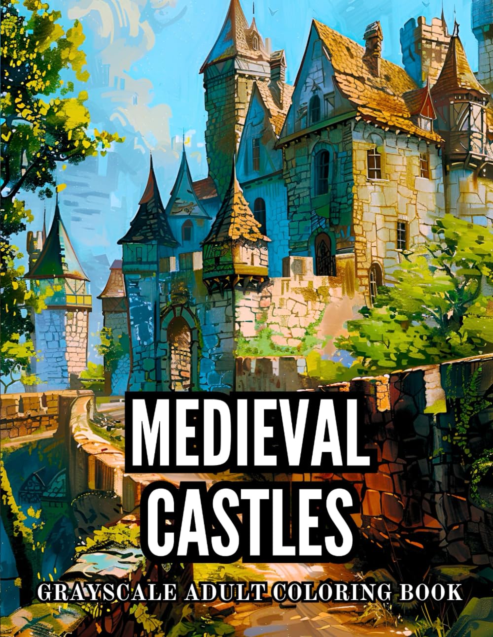 Amazon.com: Medieval Castles Grayscale Adult Coloring Book: 40 Pages of ...