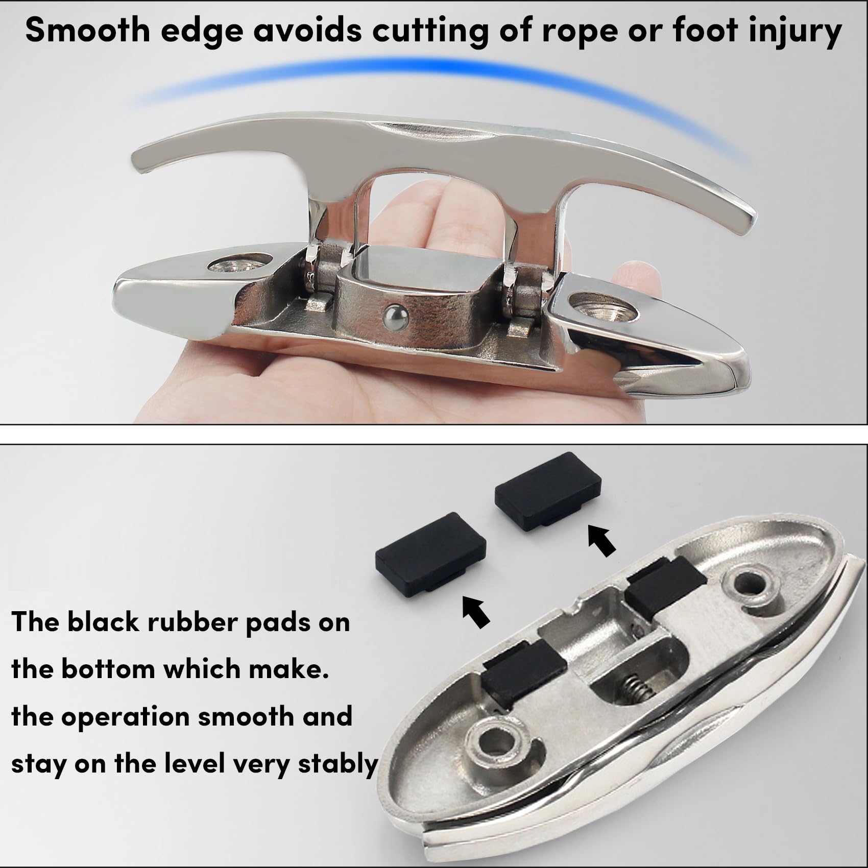 Snapklik.com : VEITHI 316 Stainless Steel 6 Inch Folding Boat Cleats