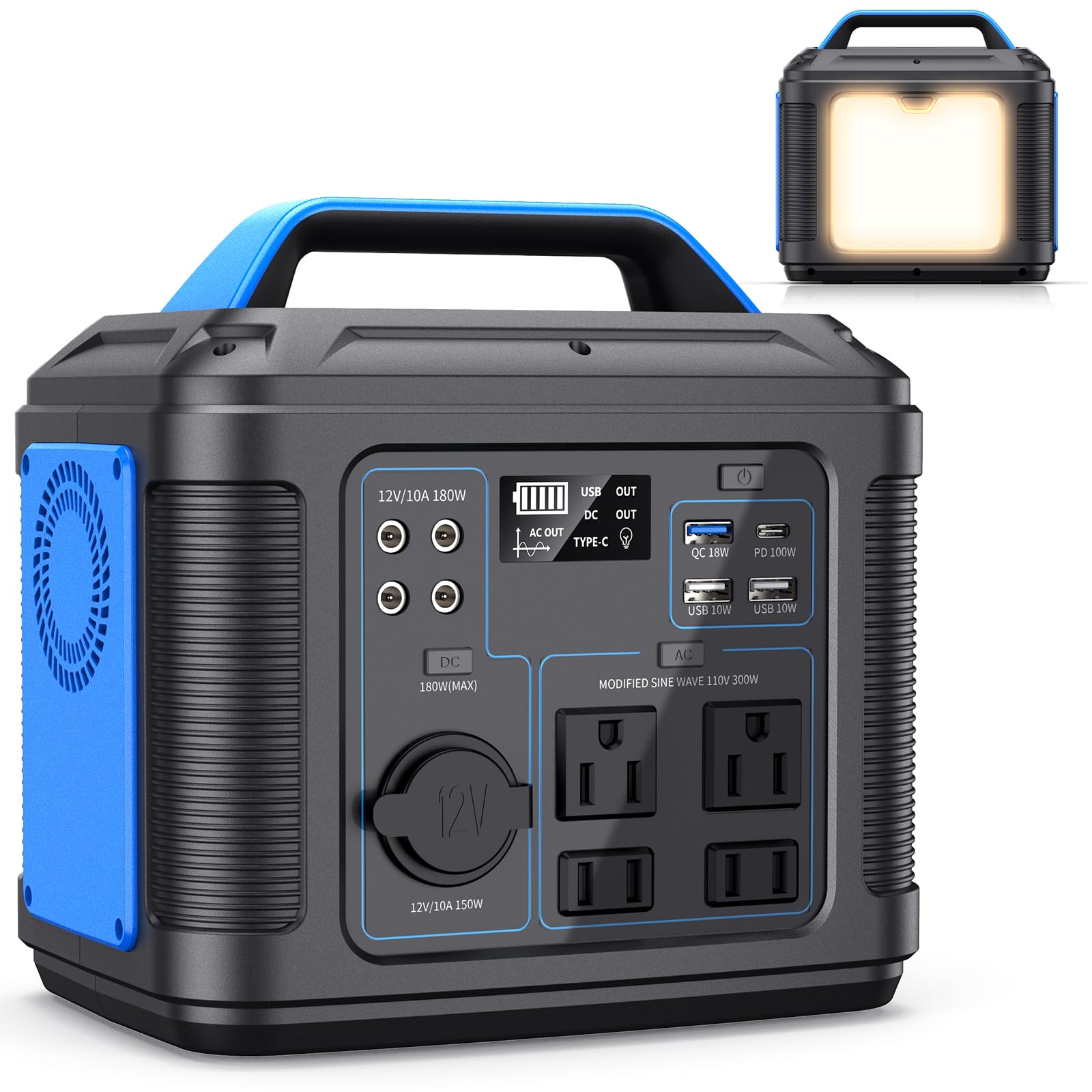 Portable Power Station 300W：Outdoor Solar Generator with 296Wh Backup ...
