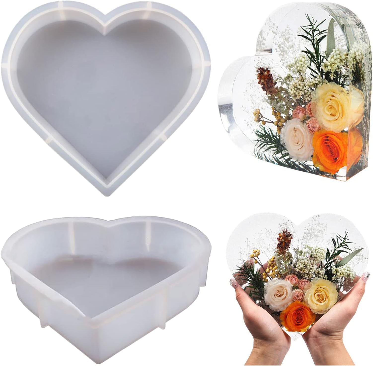 Amazon.com: FineInno 3D Heart Shaped Resin Mold Diamond Silicone Molds ...