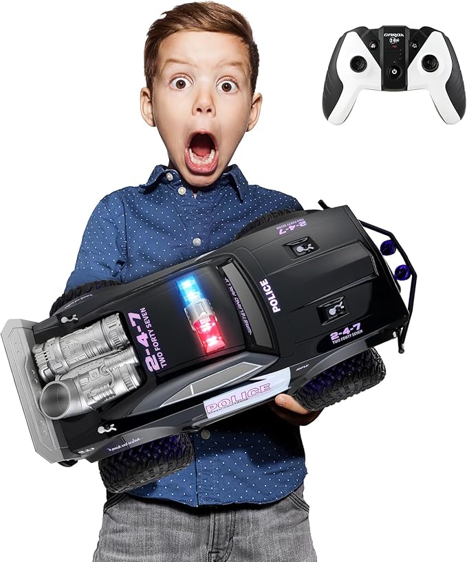 Amazon.com: Carox Large Remote Control Police Car Toy with Lights and Sirens for Boys 1:8 Cop ...