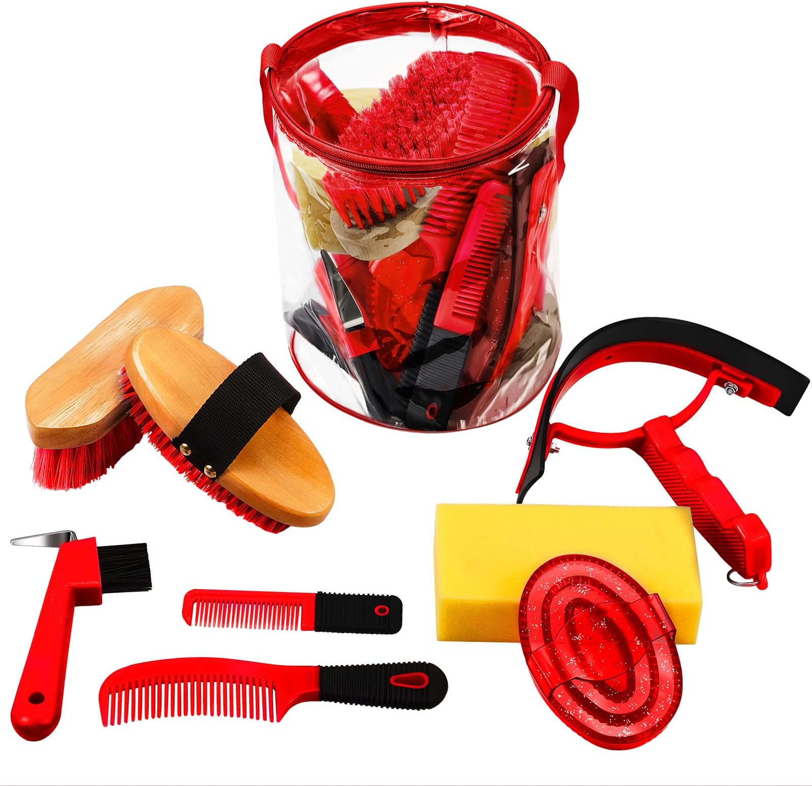 Amazon.com: 9 Pieces Horse Grooming Kit Tack Room Supplies Set with ...