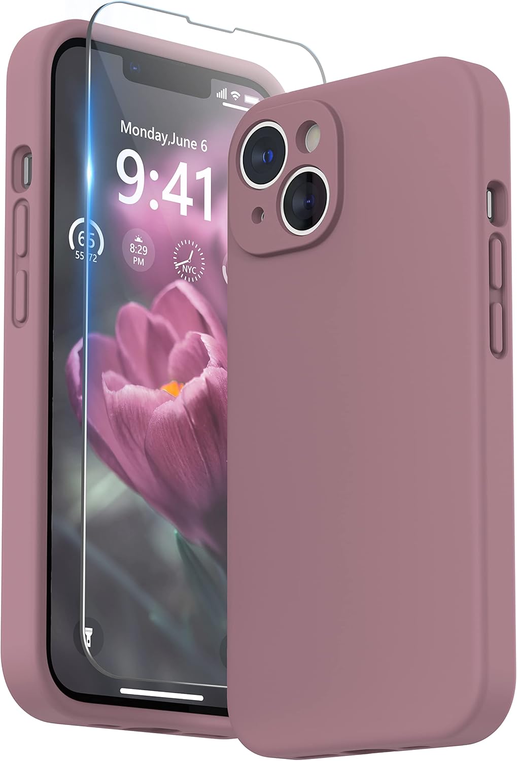 Amazon.co.jp: SURPHY iPhone14用ケース シリコン,フィルム付き 6.1インチ対応(2022) あいふぉん14用 ...