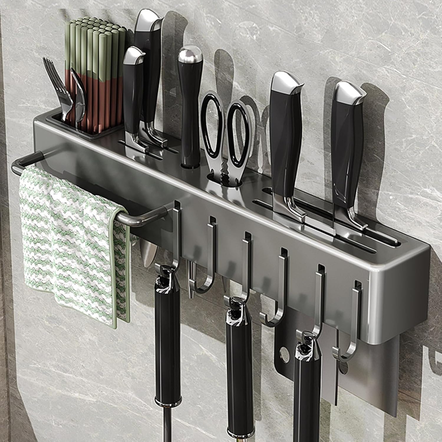 Wall Mount Kitchen Utensil Rack Knife Holder Tool Storage Racks Over ...