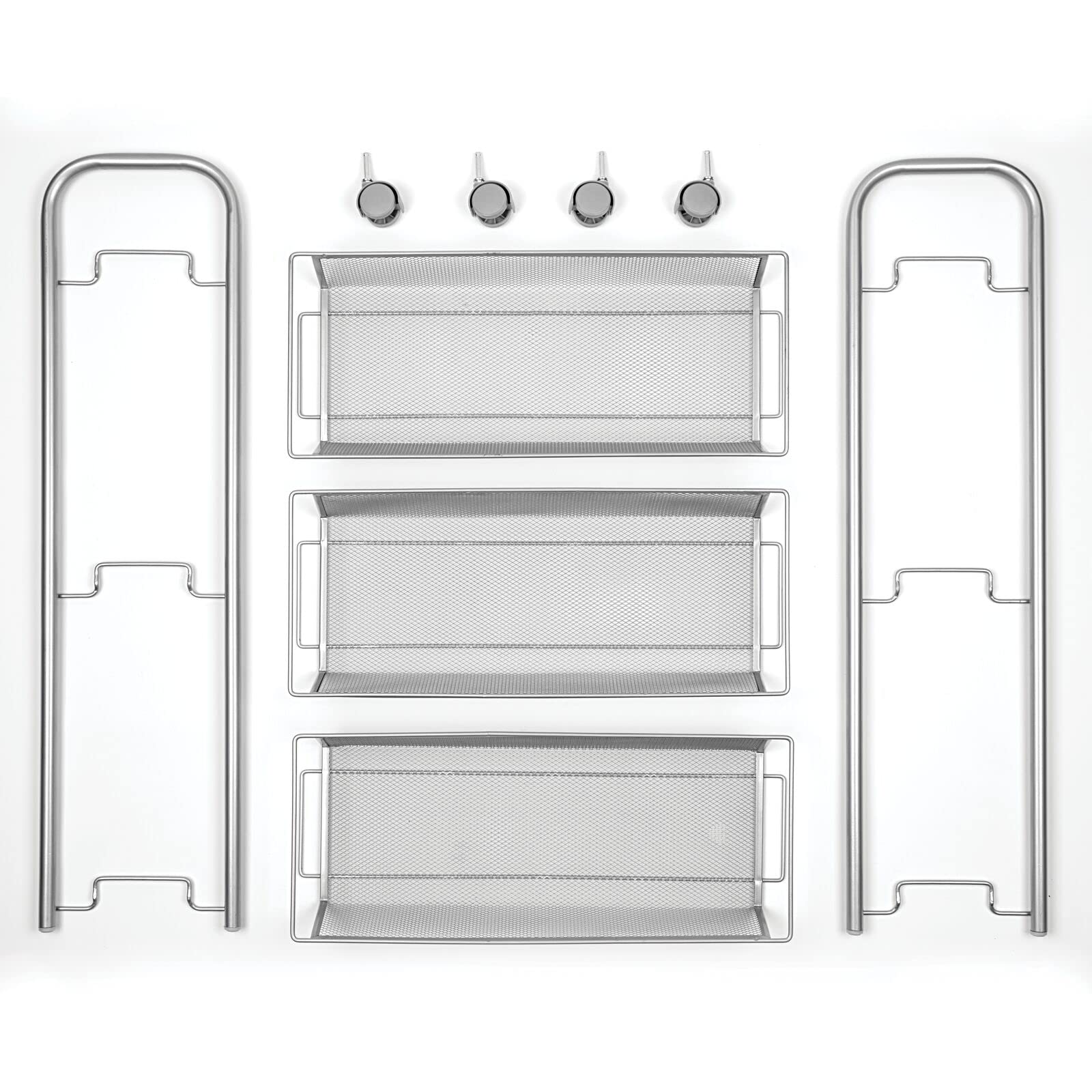 Buy mDesign Steel Rolling Utility Cart Storage Organizer Trolley with 3 ...