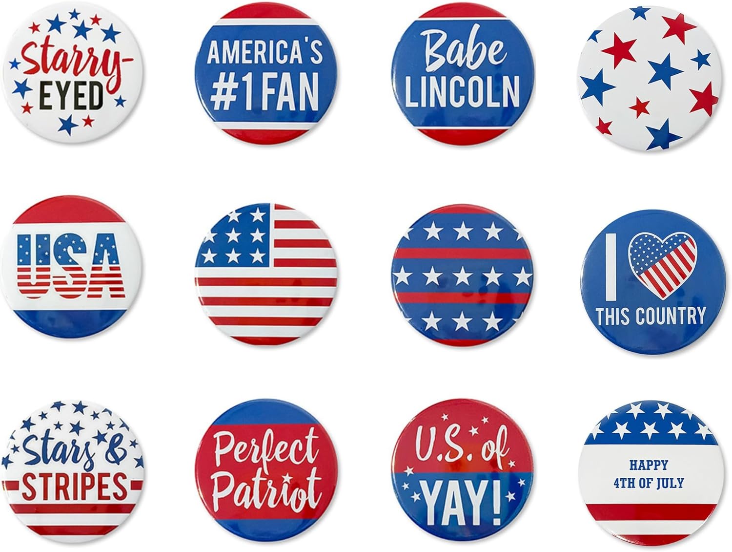 Amazon.com: 12Pcs Independence Day Pins Buttons July 4th American Flag ...