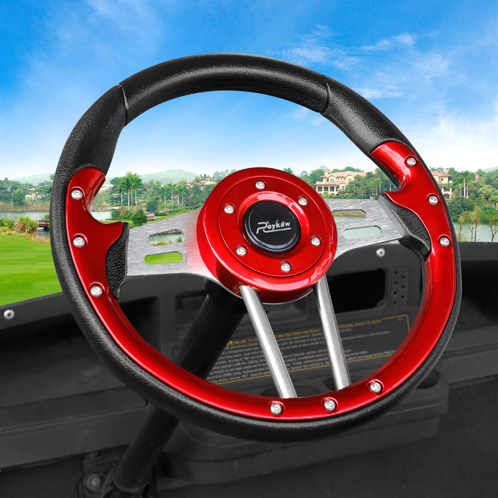 Amazon.com: Roykaw Golf Cart Universal Steering Wheel Compatible with ...