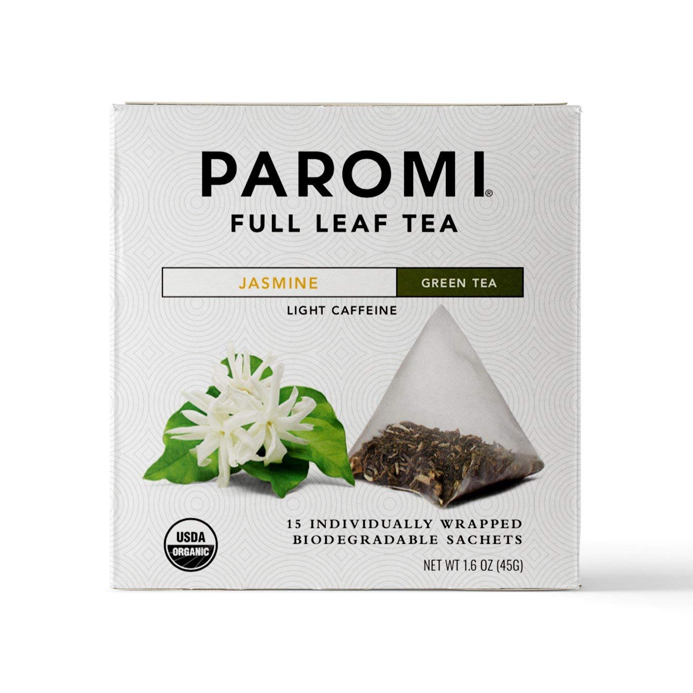 Amazon.com : Paromi Jasmine Green Tea, Individually Wrapped Sachets, 15 ...