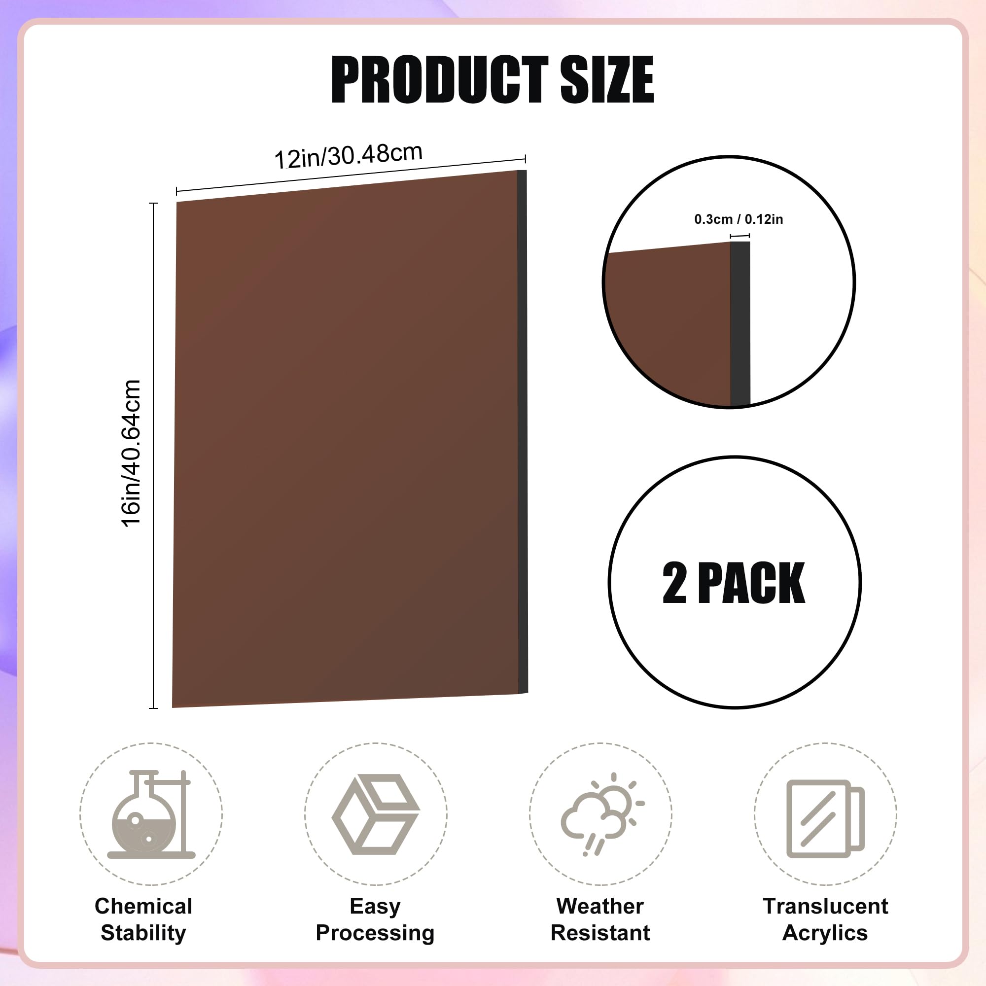 Snapklik.com : Lesnlok Brown Acrylic Sheets 1/8 Inch Thick 3mm 2 Pack ...