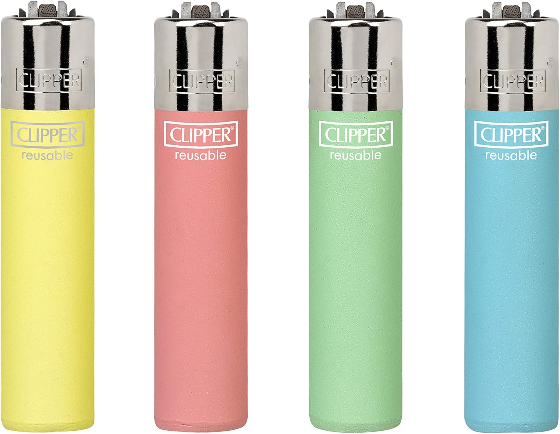 4 x Clipper Soft Touch Lighters Gas Refillable Flint Lighter - Genuine ...