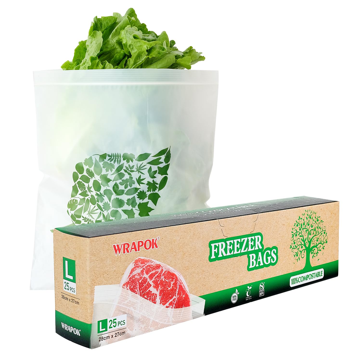 Amazon.com: WRAPOK 100% Compostable Gallon Freezer Bags Biodegradable ...