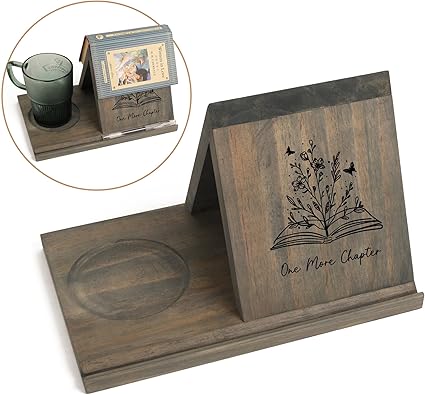 Amazon.com : LITIVY Wooden Book Holder with Drink Holder, Wooden ...