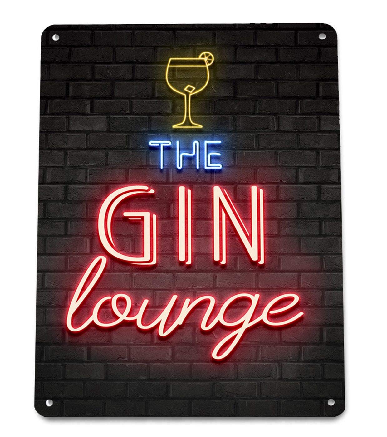 Amazon.com : Artylicious Gin Lounge Bar Sign - Neon Light Effect Metal ...