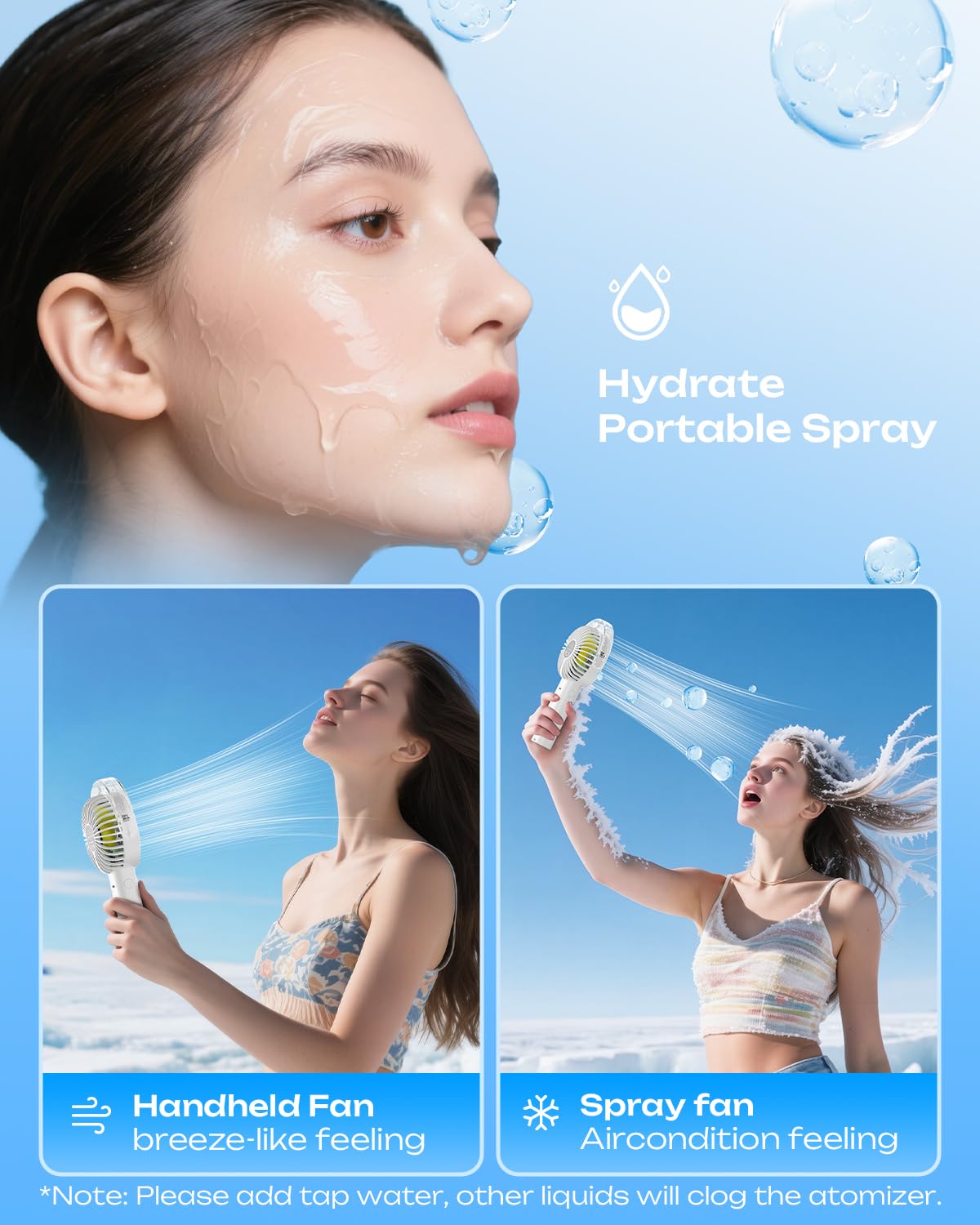 Snapklik.com : Otlonpe Handheld Misting Fan Portable, 4000mAh ...
