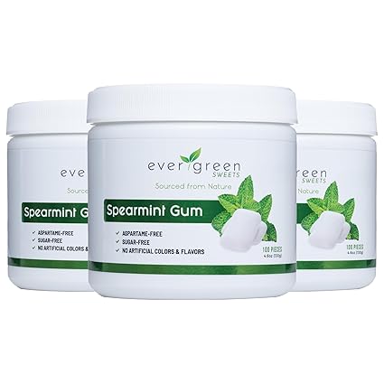 Amazon.com : Evergreen Sweets Chewing gum -100 Pieces Jar - Natural ...