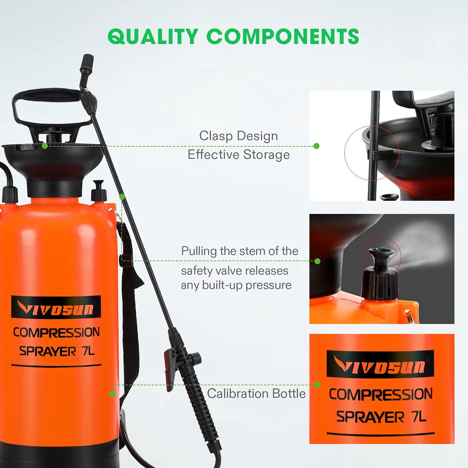 VIVOSUN 1.85 Gallon Pump Pressure Sprayer, Pressurized Lawn & Garden ...