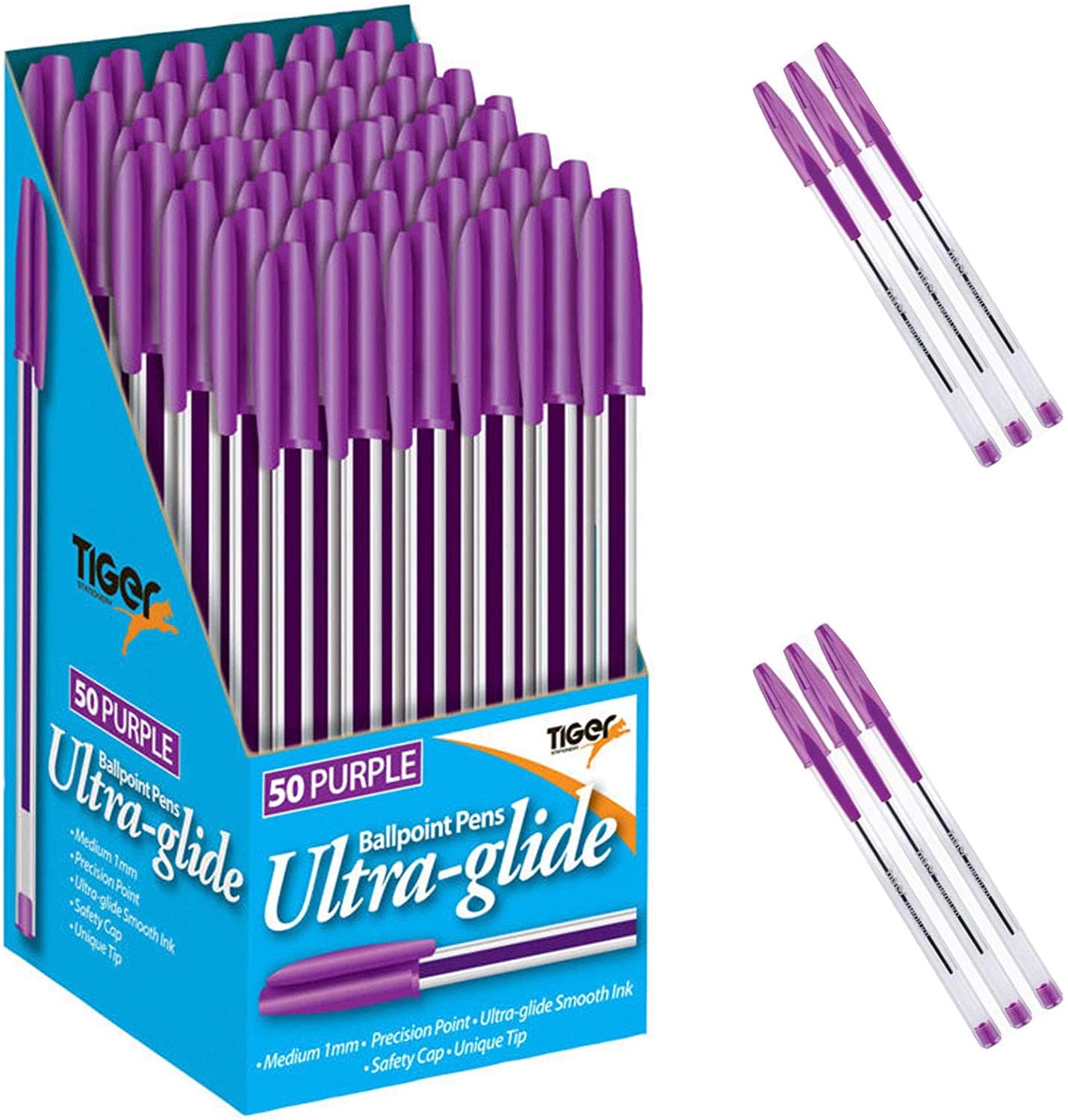 20 Purple Ballpoint Pens Medium Point (1.0 mm) – Purple, Pack of 20 ...