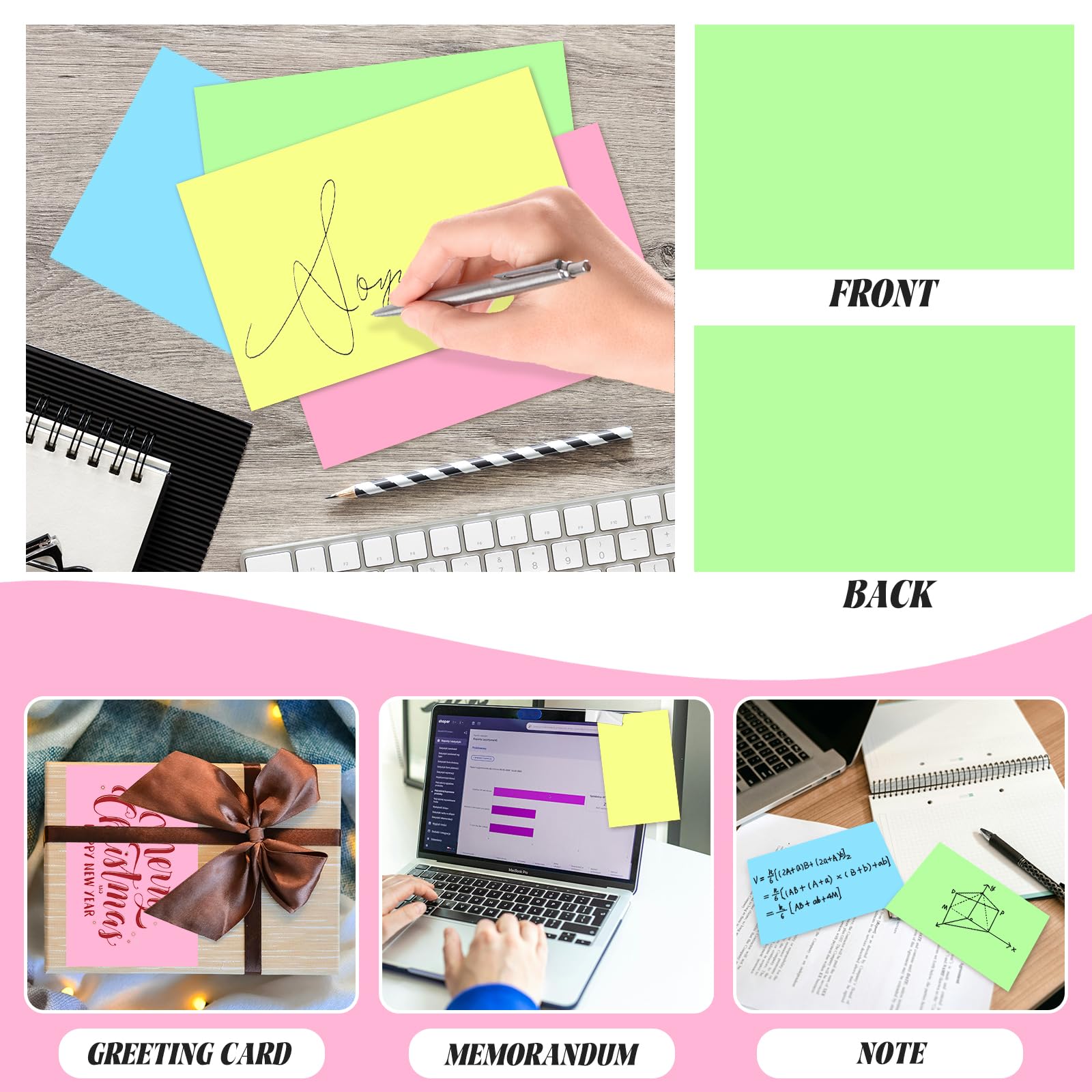Snapklik.com : 200 PCS Blank Index Card 4 X 6 Inches, Colored Flash ...
