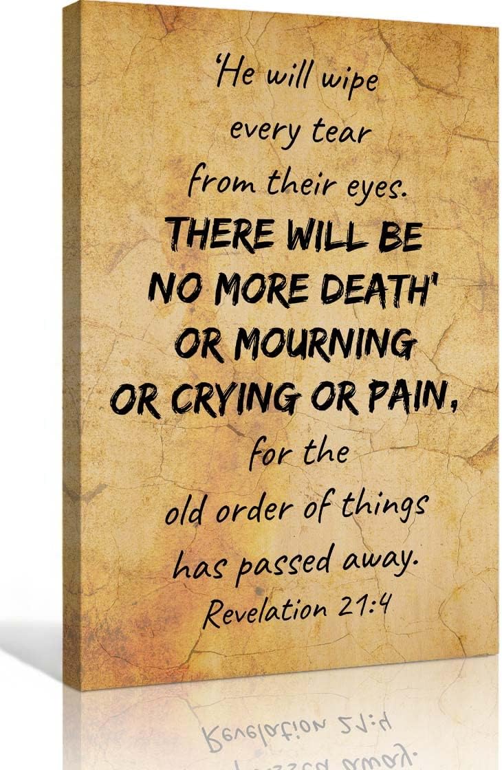 Amazon.com: Revelation 21 4 Bible Verse Wall Art Vintage Bible Posters ...
