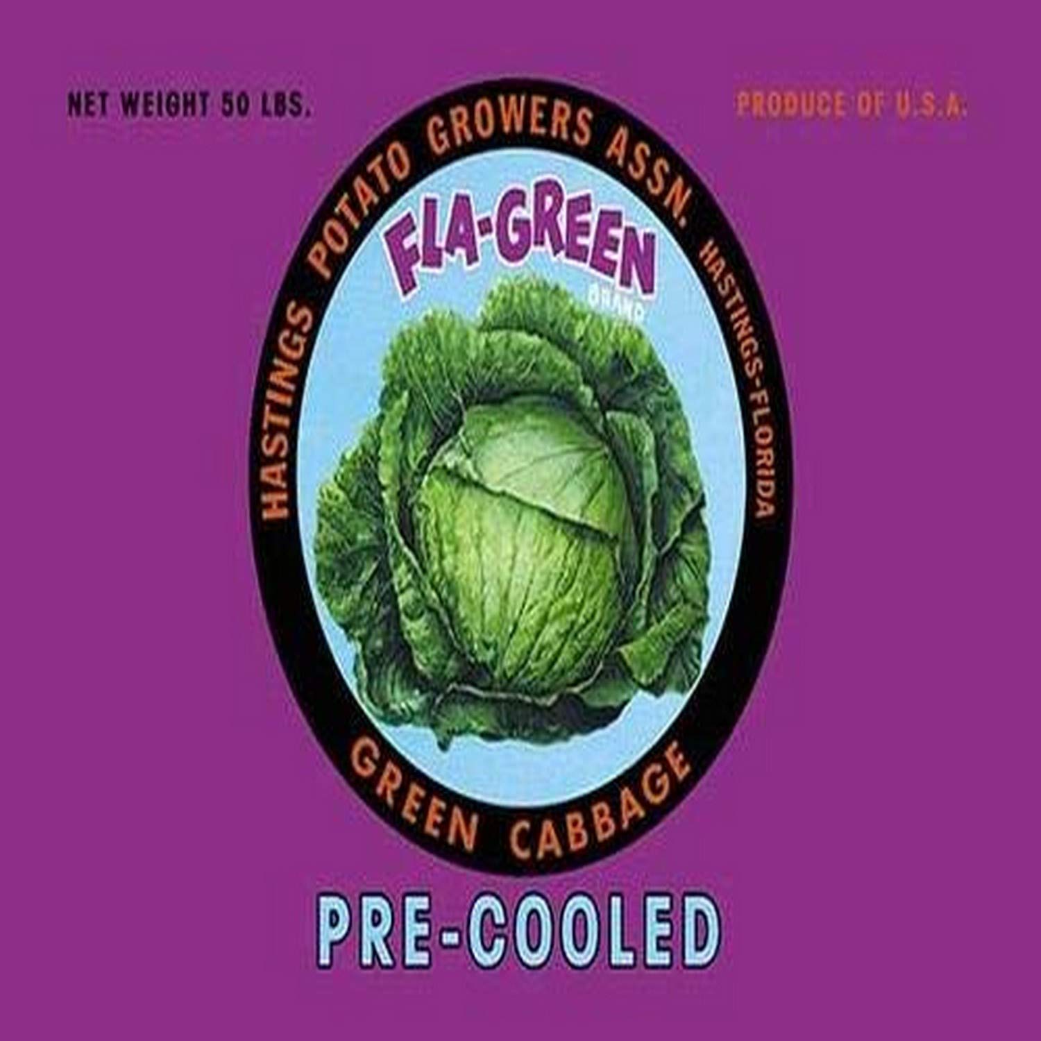 Buy Pre-cooled Florida green cabbage label off the original shipping ...