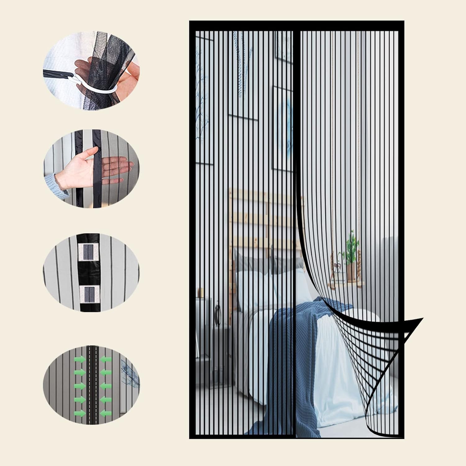 Magnetic Screen Door 175x250cm(69x98inch) Curtain Magnet Patio Door ...