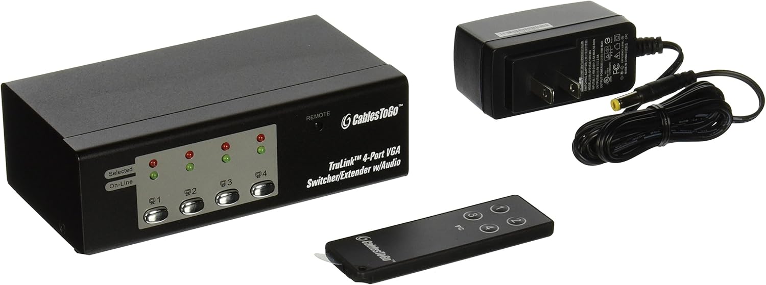 Amazon.com: C2G 39972 Trulink 4-Port VGA Monitor Switcher/Extender with ...
