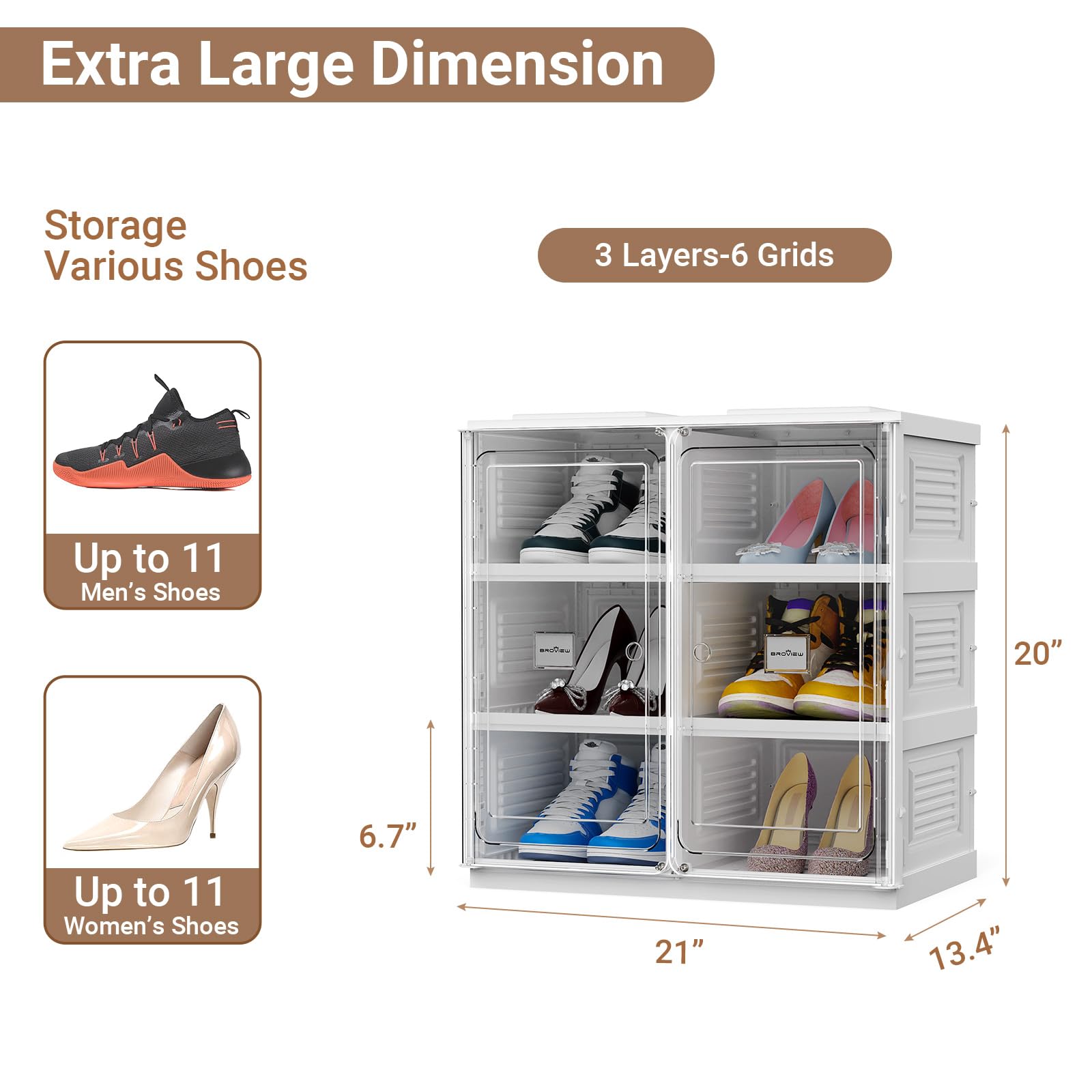 Snapklik.com : BROVIEW 3 Tiers 6 Pairs Heavy Duty Shoe Storage And ...