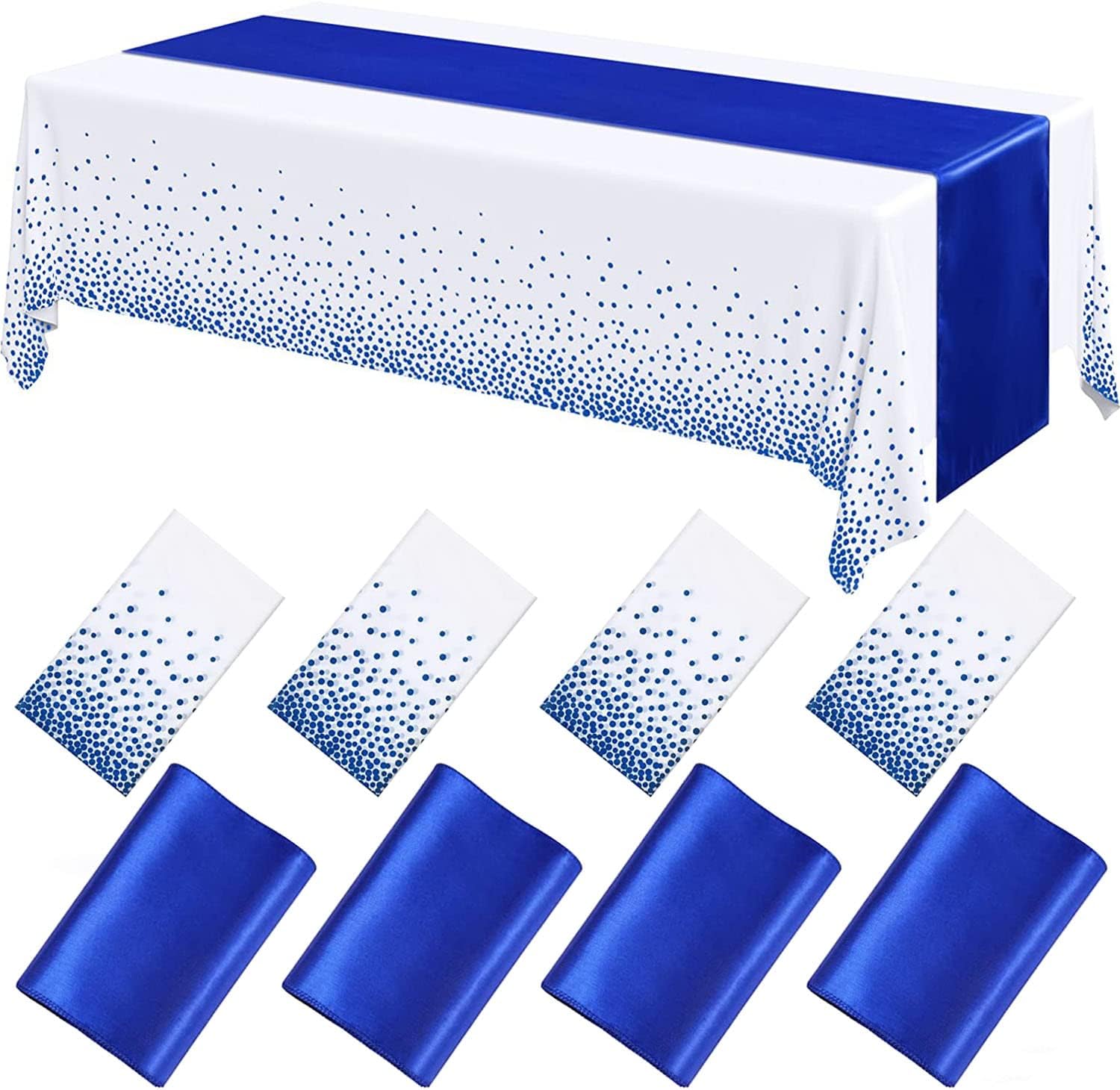 Paquete de 8 manteles desechables de plástico azul real y camino de ...