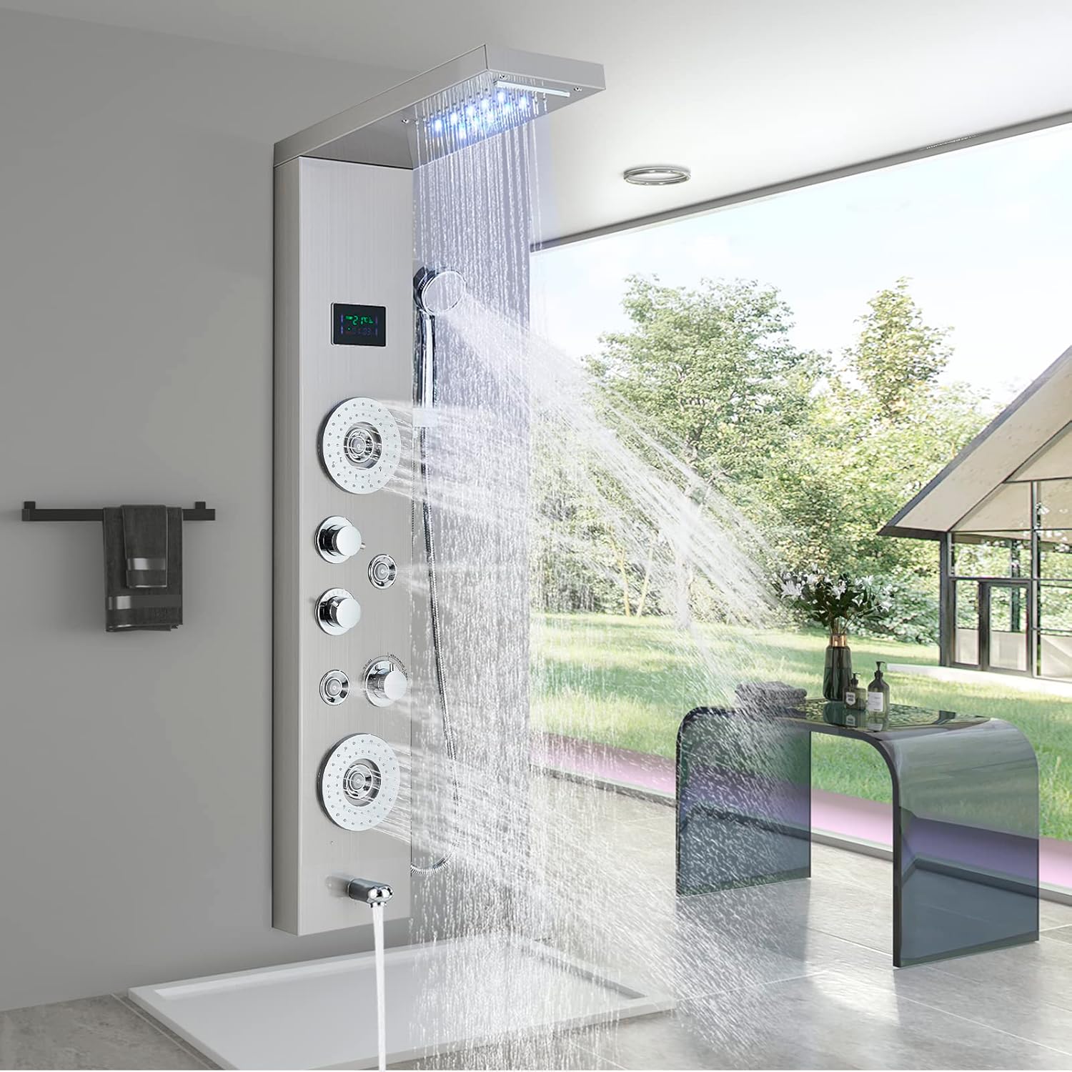 AlenArt LED Shower Panel Tower System Multi-Function Shower Panel with ...