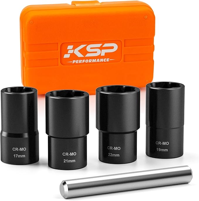 KSP Twist Socket Set, 1/2" Drive Impact Lug Nut Remover Tool, 5pcs Bolt ...