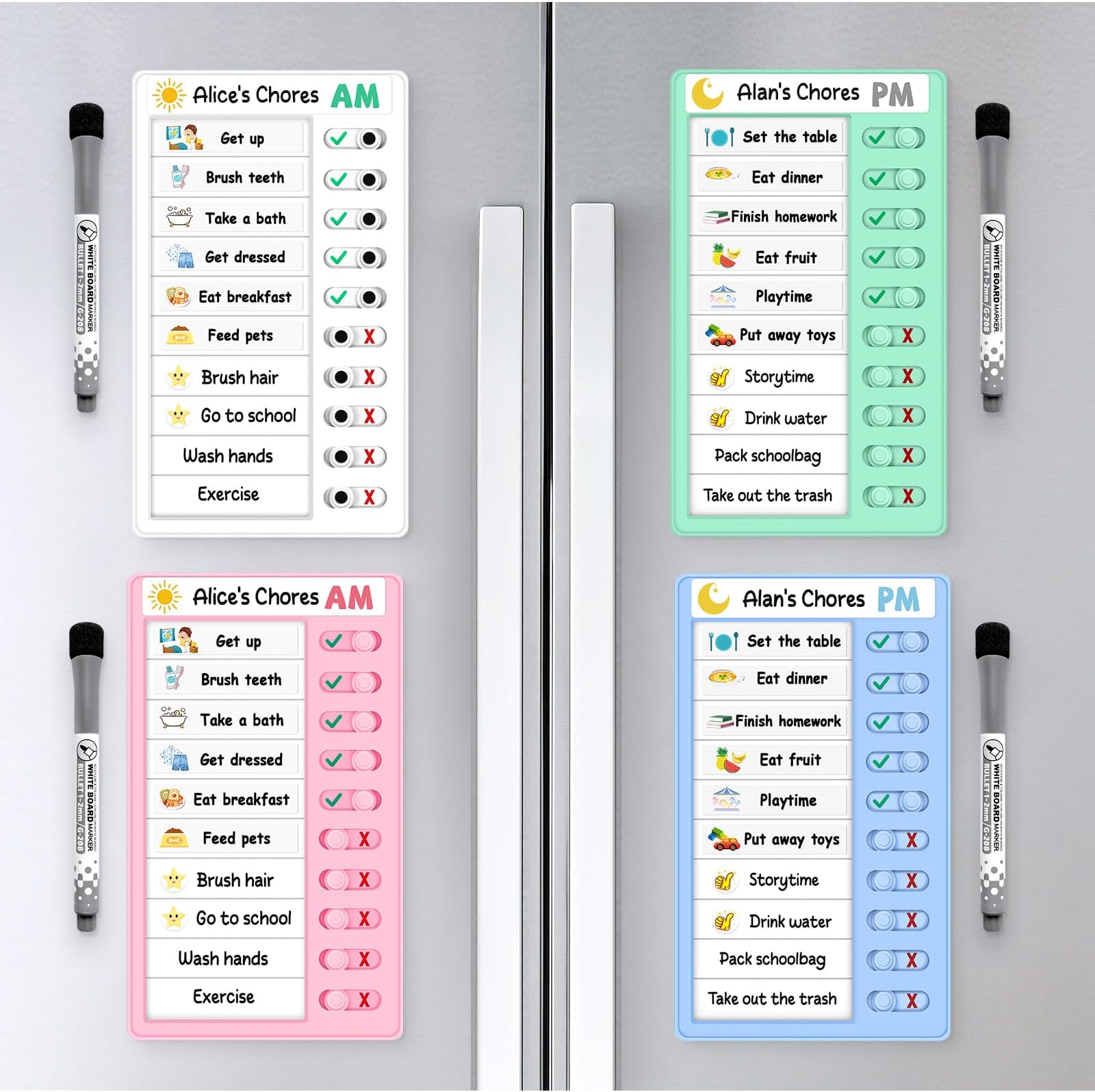 Amazon.com: 4 Pcs Chore Chart for Kids, Morning/Bedtime Routine Chart ...