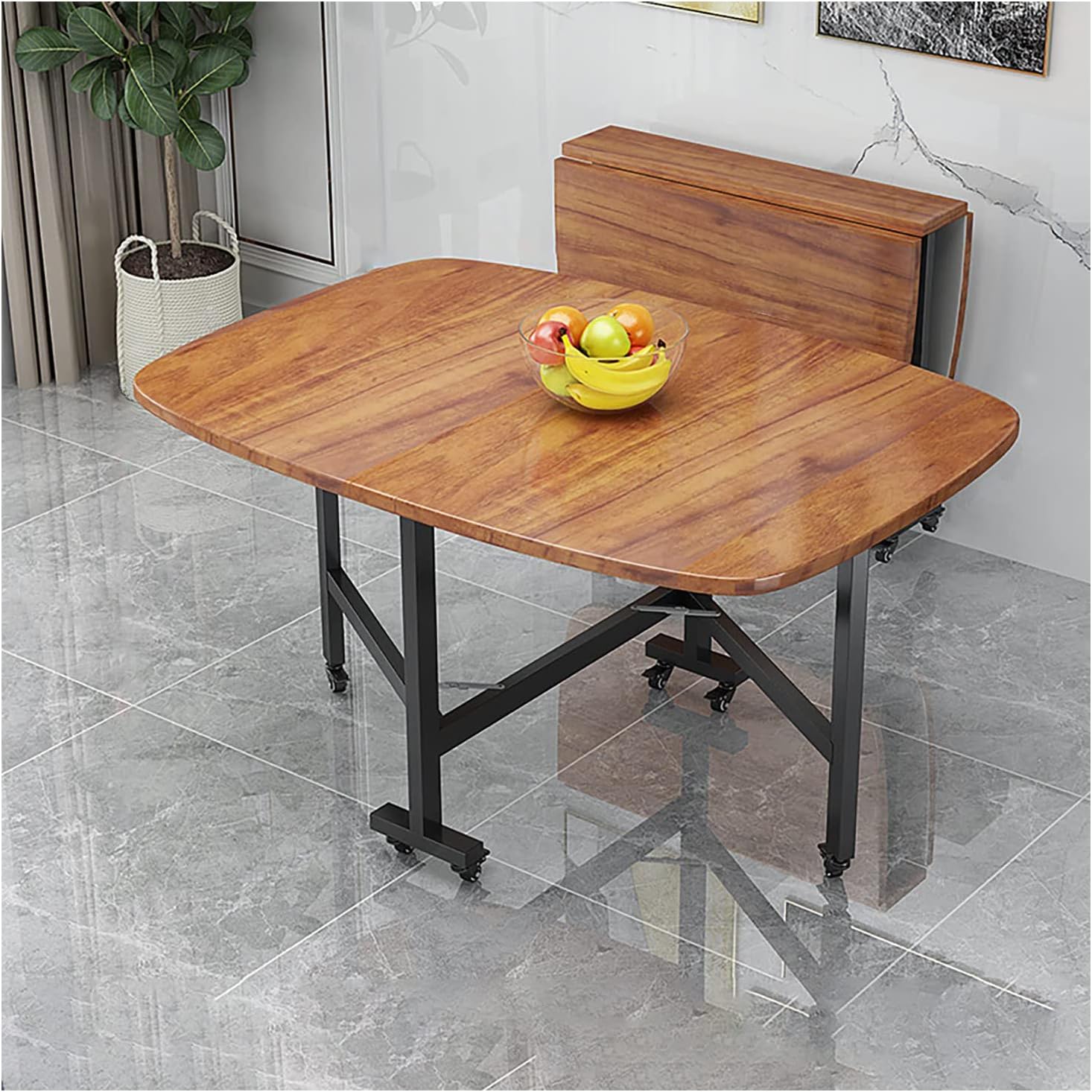 Amazon.com: FAXIOAWA Folding Kitchen Table, Wooden Study Workstation PC ...