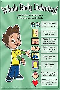 Amazon.com: Educational Whole Body Listening Poster, Active Listening ...