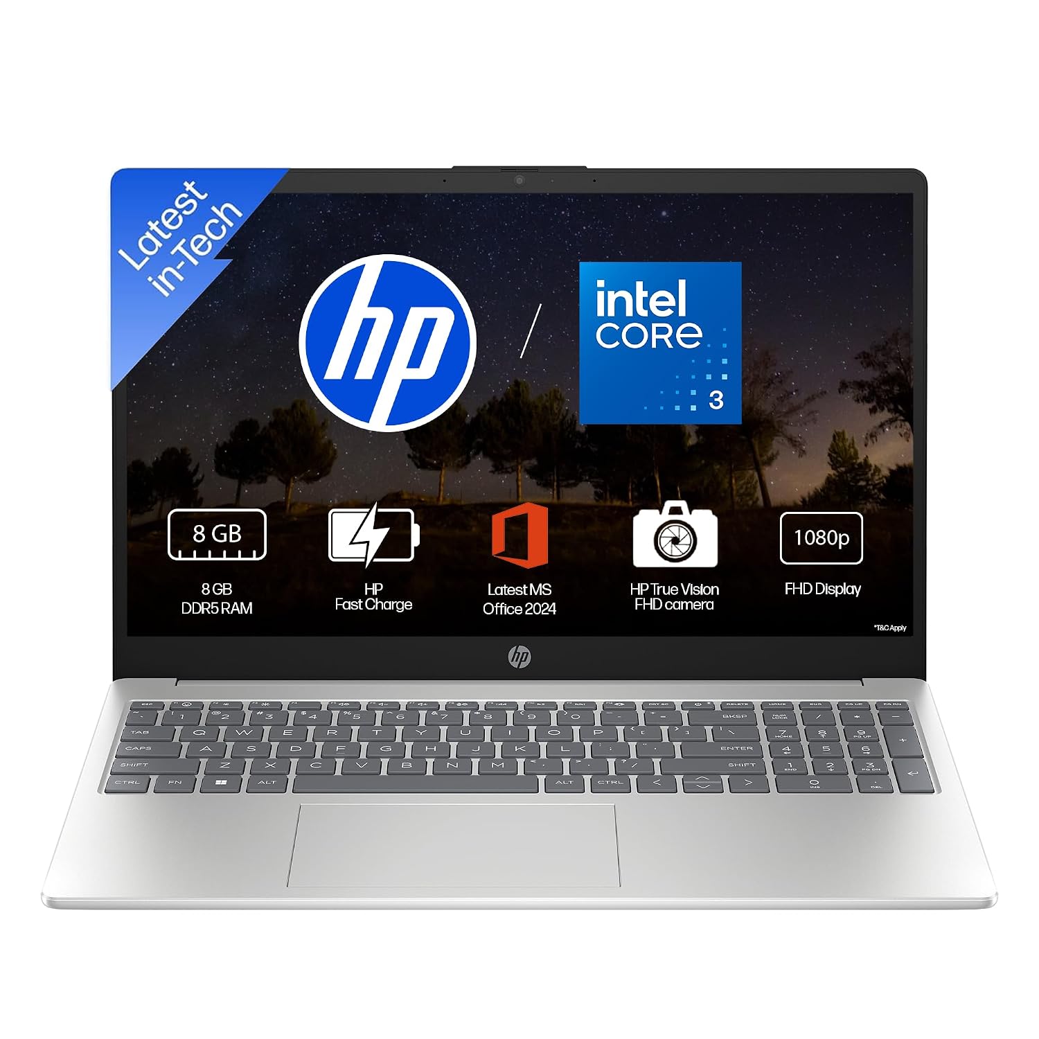 HP 15, Intel Core 3 100U (8GB DDR5, 512GB SSD), Micro-Edge, Anti-Glare ...