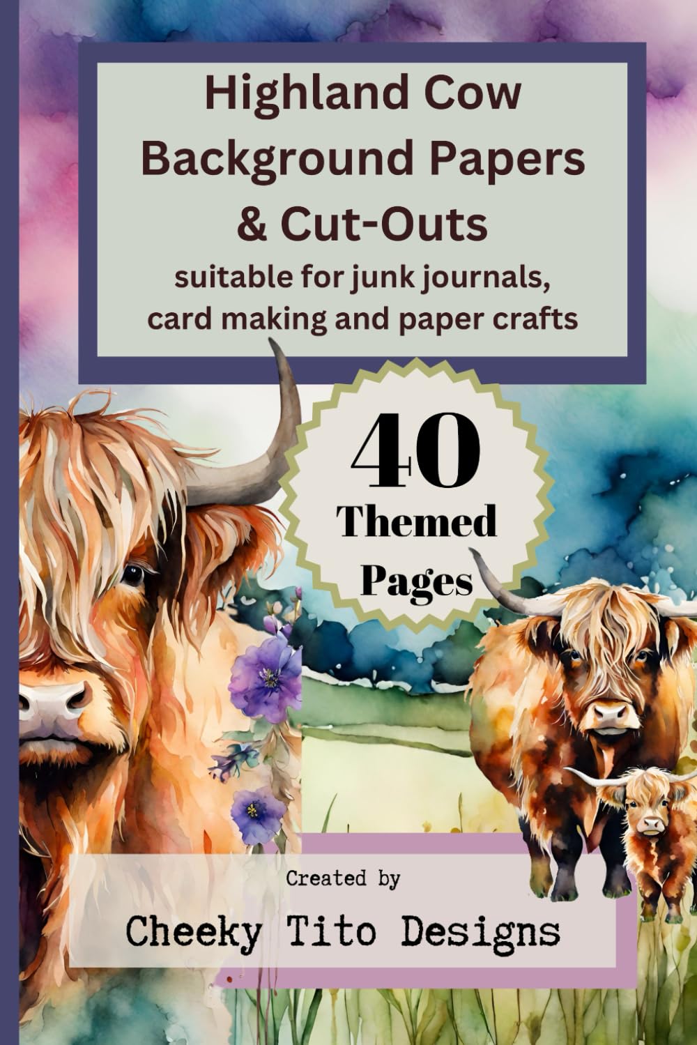 Highland Cow Themed Images, Background Papers and Cut-Outs: 6x9 inches ...