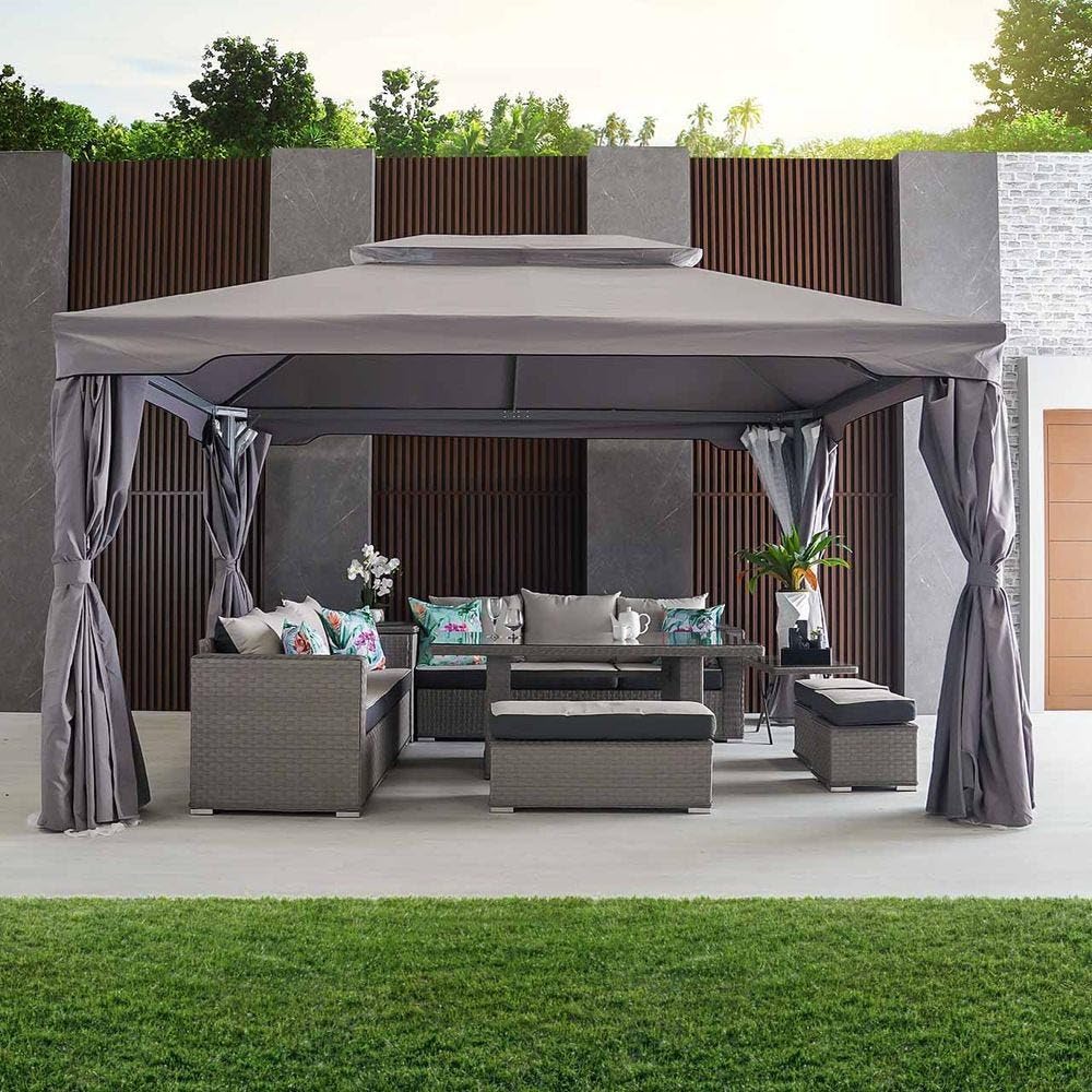 Danube Home Roma Gazebo Aluminum Frame With Polyester Roof | Rectangle ...
