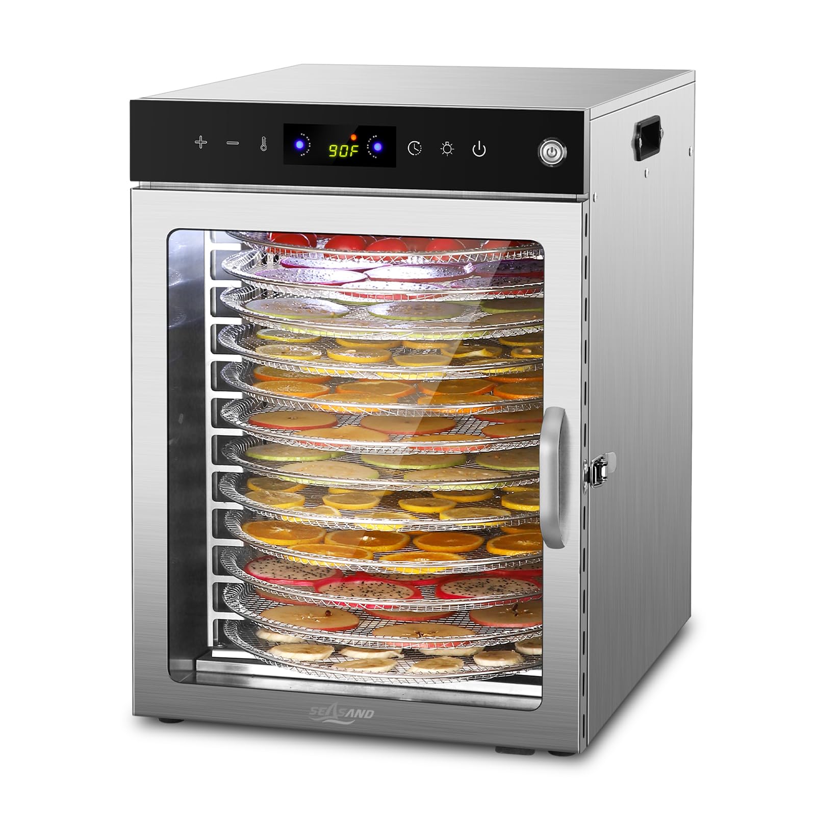 Amazon.com: SEASAND Food Dehydrator Machine | 12 Stainless Steel Trays ...