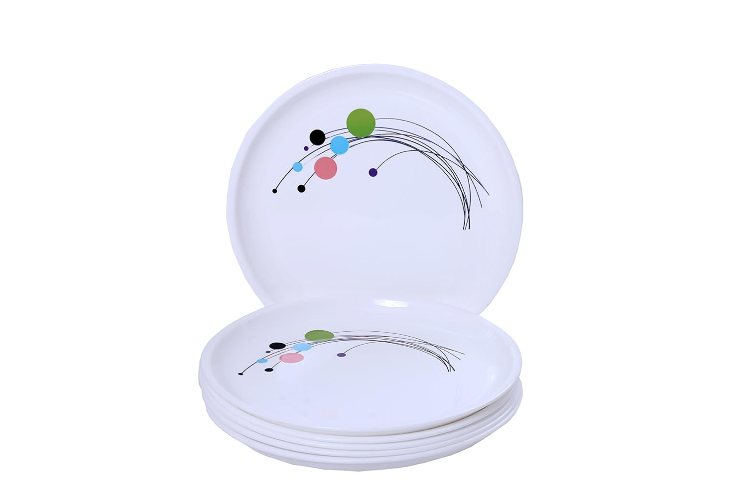Buy Signoraware Design-6 Round Plastic Half Plate Set, Set of 6, White ...