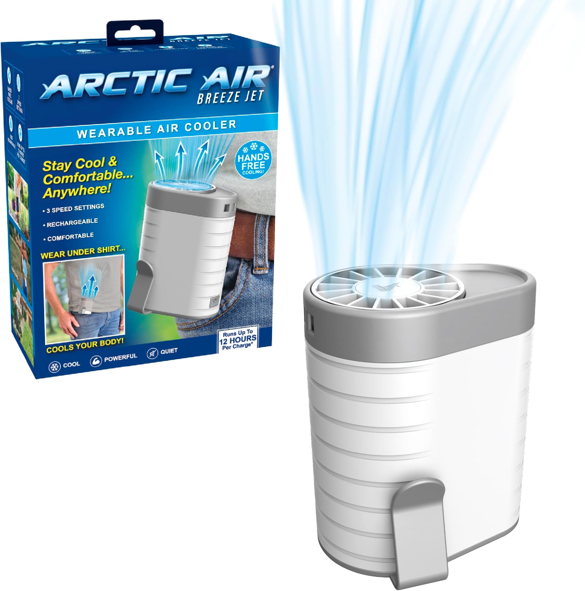 Amazon.com: Arctic Air Breeze Jet Wearable Air Cooler, 3-Speed Portable ...