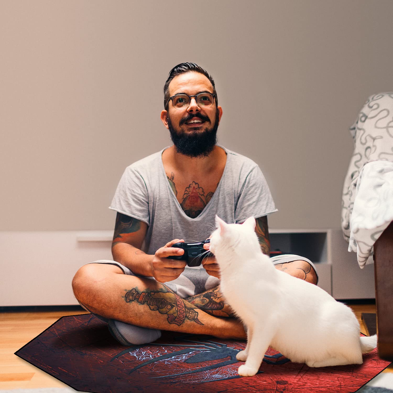 IBETTO 51x51 inches Large Gaming Chair Octagon Carpet Natural Rubber ...