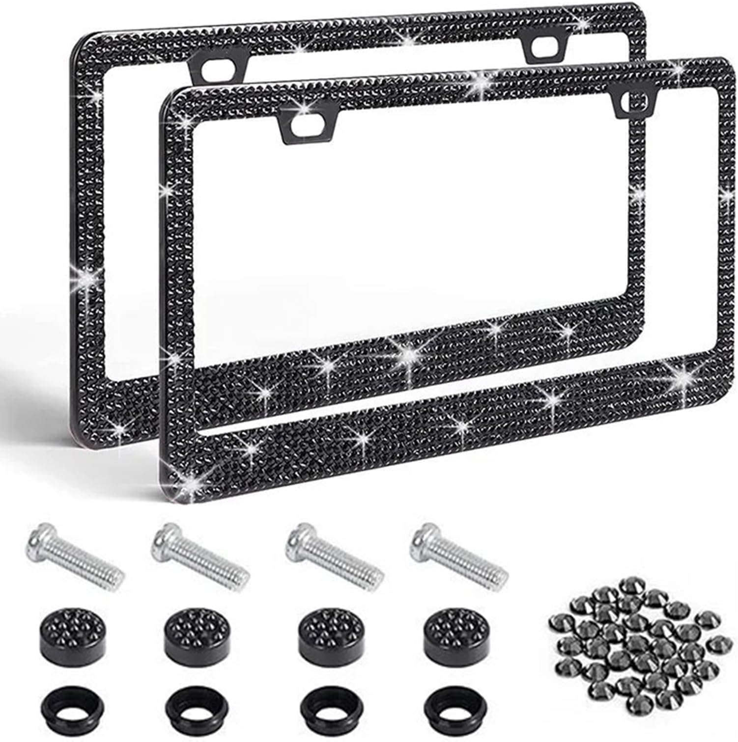 Amazon.com: Bling License Plate Frame for Women, Premium Stainless Steel Rhinestone License ...