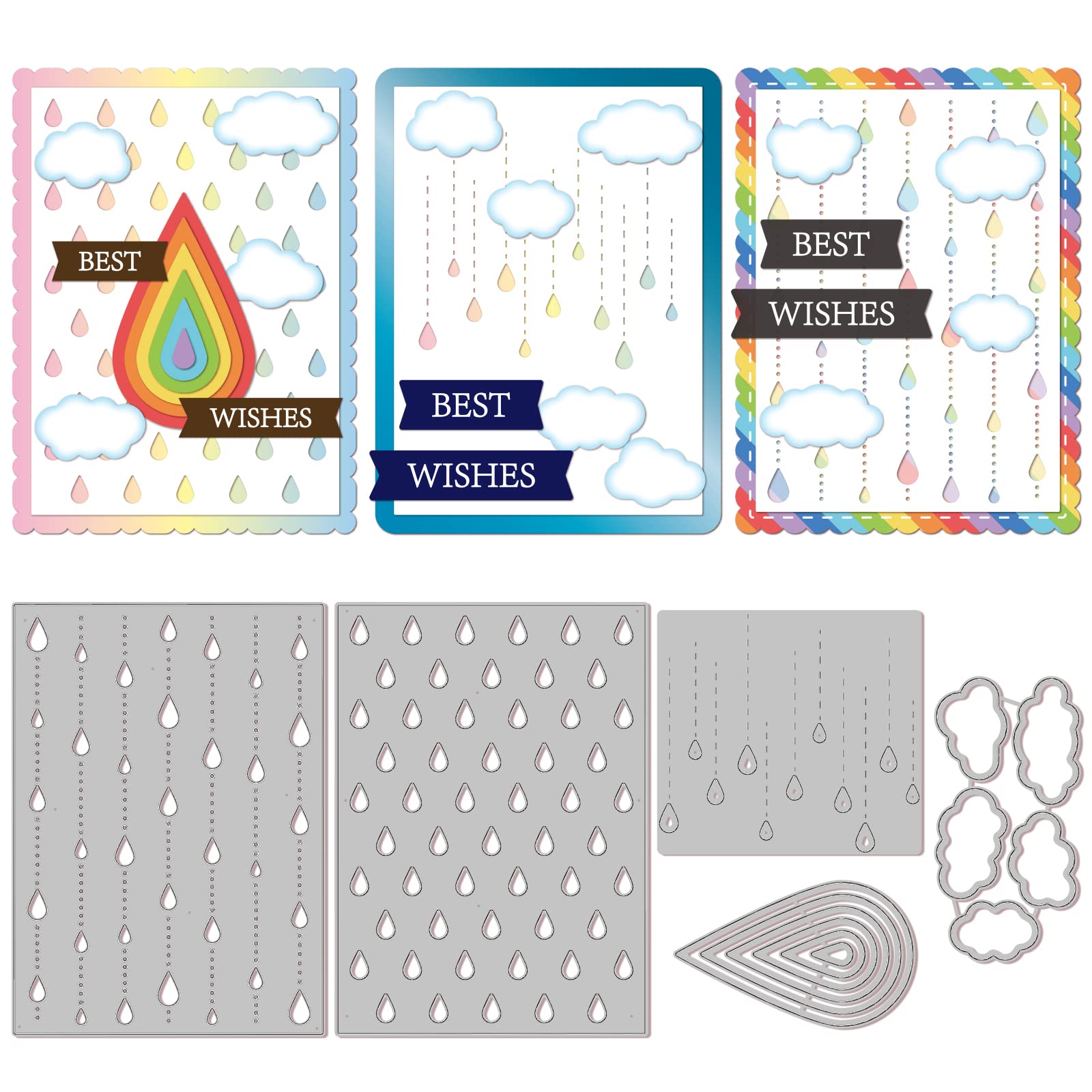 GLOBLELAND Stitch Raindrop Cloud Background Cutting Dies Teardrop Die ...
