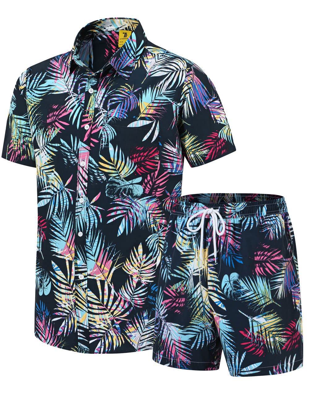 Rdruko Men's Hawaiian Outfit 2 Pieces Short Set Summer Vacation Beach ...